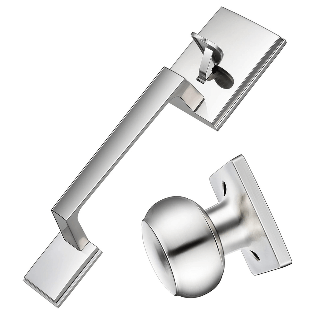 Elemake Front Door Handle Set with Modern Door Knob Interior Exterior ...