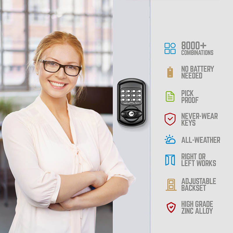 Elemake Keyless Deadbolt Keypad Entry Door Lock Zinc Alloy Sabbath Lock ...