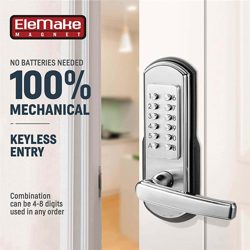 Elemake Keyless Entry Door Lock with Handle - Mechanical Lock with ...