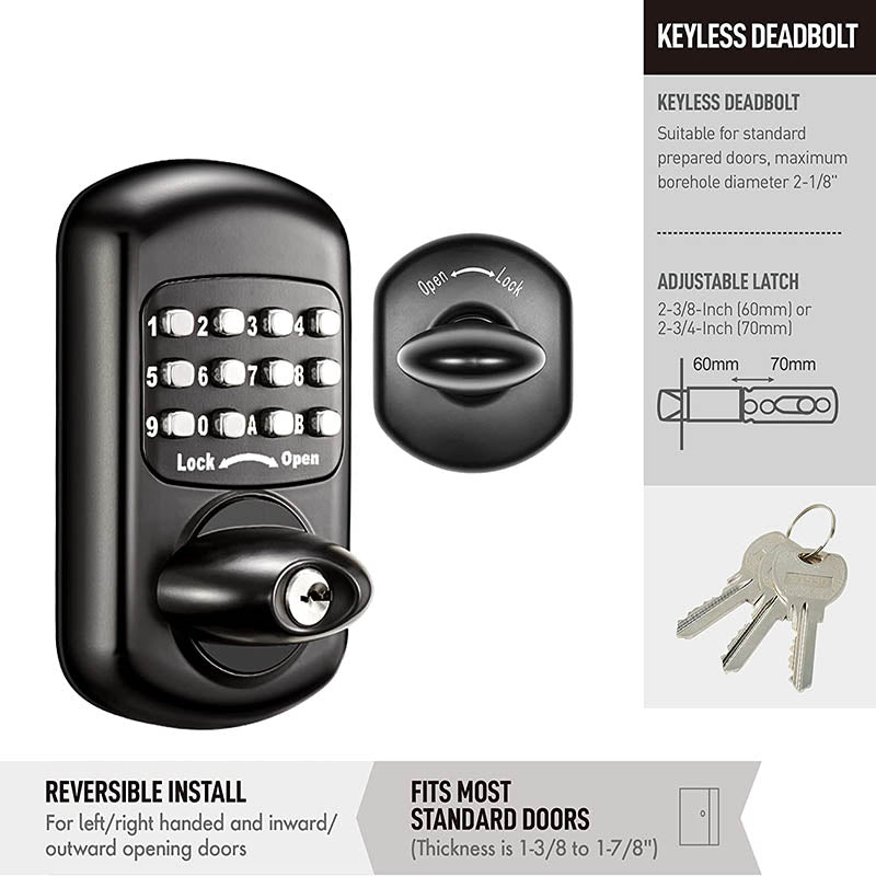 Elemake Keyless Deadbolt Keypad Entry Door Lock Zinc Alloy Sabbath Lock ...