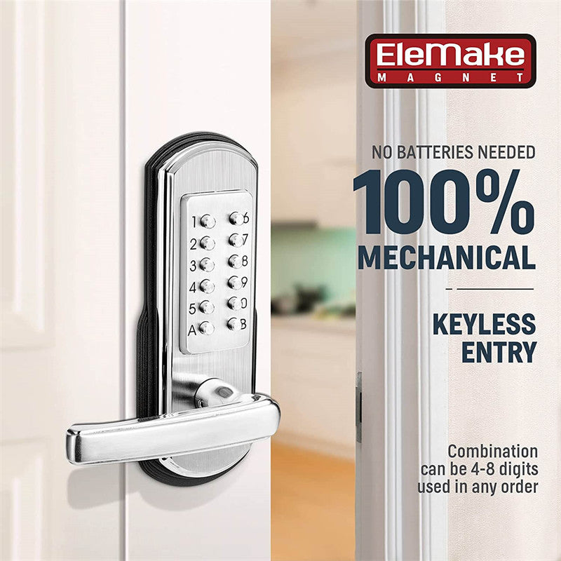 Elemake Keyless Entry Door Lock, Mechanical Lock with Keypad, Security ...